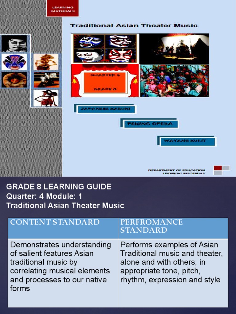 Grade 8 Music: Asian Theater Module | PDF | Musical Instruments | Theatre