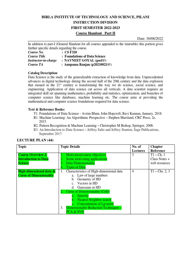FoDS MIDSEM Syllabus | PDF | Time Series | Machine Learning