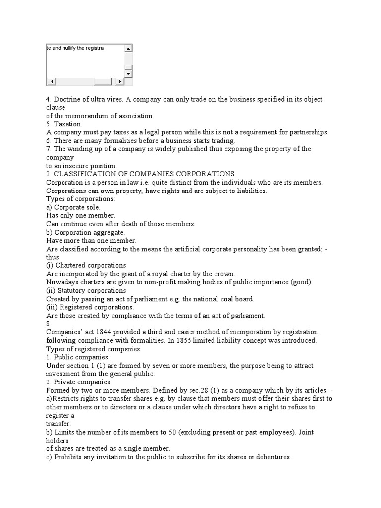 Company Law Notes | Download Free PDF | Corporations | Guarantee