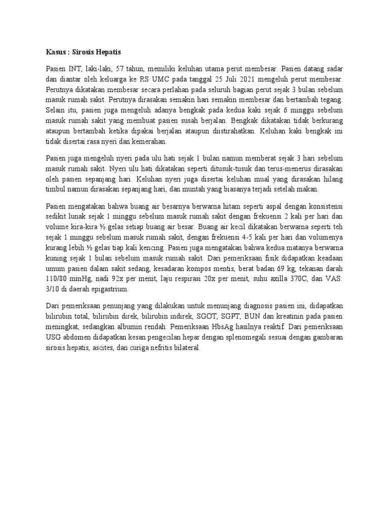 Diagnosis dan Gejala Sirosis Hepatis | PDF