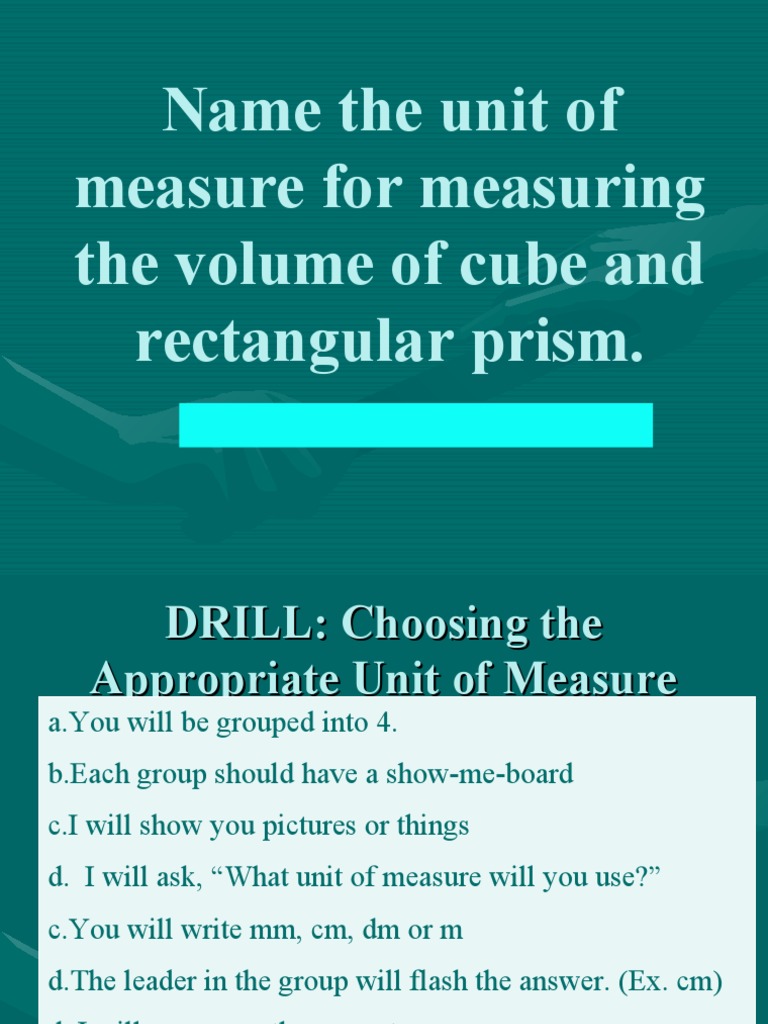 Q4 Lesson 87 Name The Unit of Measure For Measuring The Volume of Cube ...