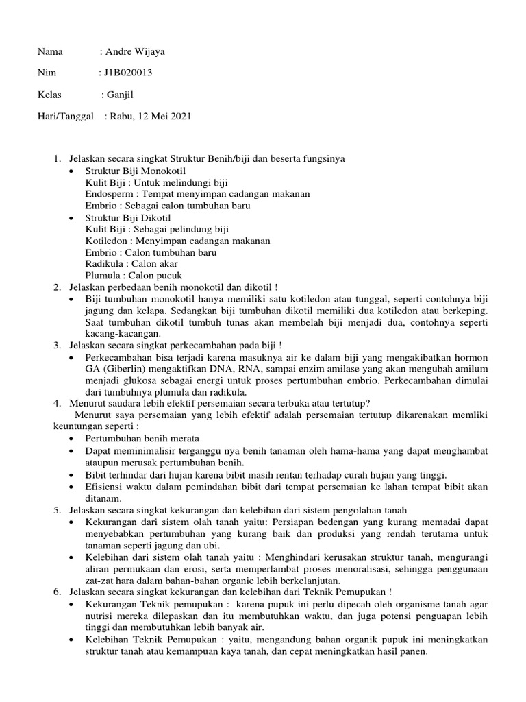 Andre Wijaya J1B020013 Tugas IPB | PDF