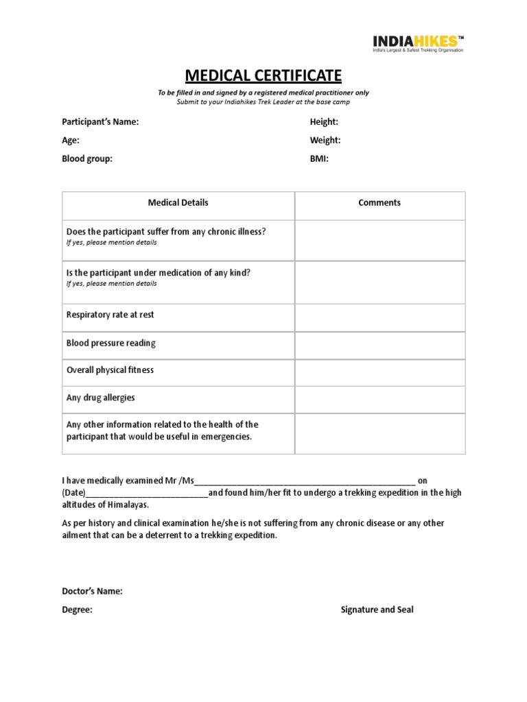 IH Medical Form | PDF | Medicine | Physician