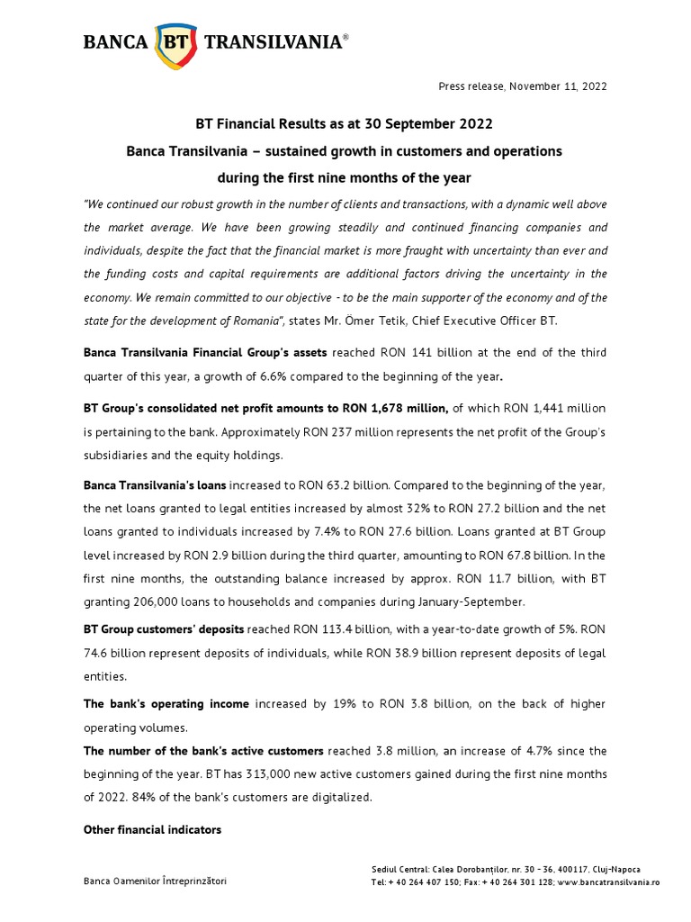 TLV 20221111164418 2022-Q3-Report | PDF | Retained Earnings | Equity (Finance)