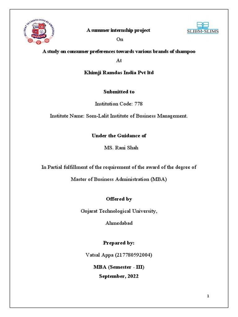 Vatsal Sip Project-1 | PDF | Brand | Consumer Behaviour