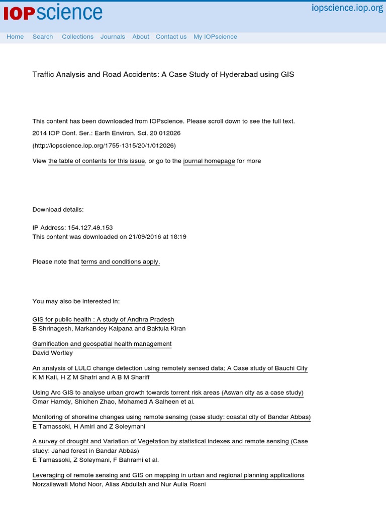 Traffic Analysis and Road Accidents A Case Study o | PDF | Traffic ...