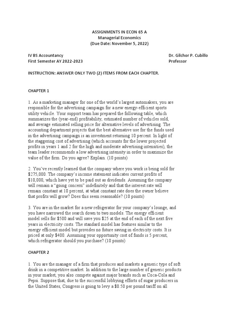 Assignments 1-5 | PDF | Labour Economics | Elasticity (Economics)