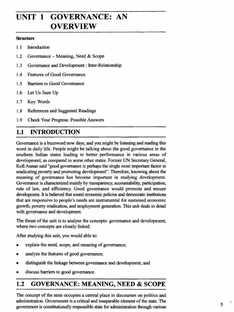Unit 1 | PDF | Governance | Good Governance