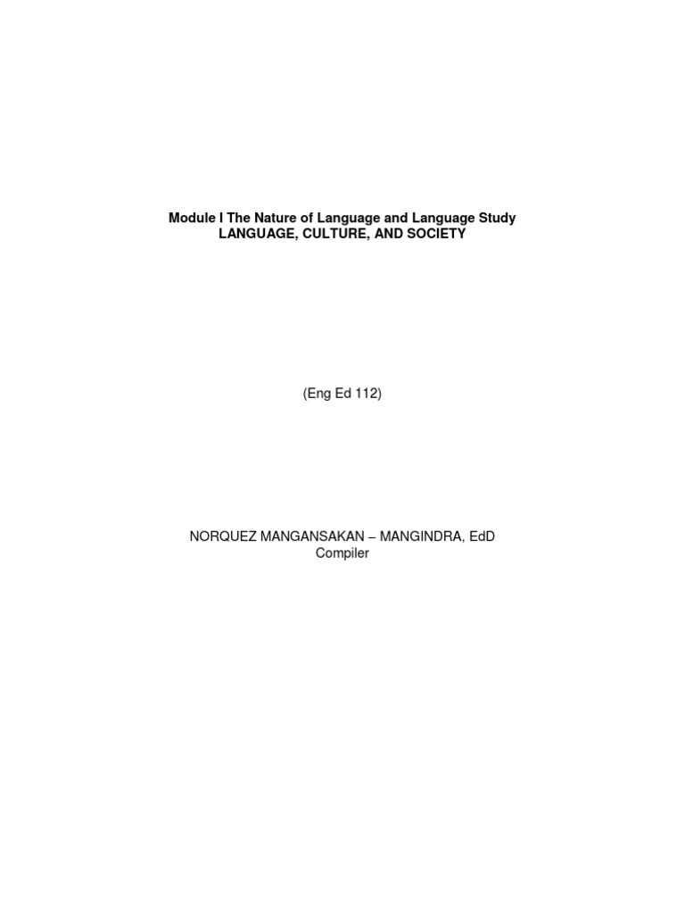Module I Language, Culture, and Society | PDF | Motivational | Motivation