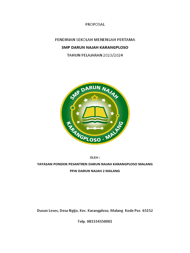 Proposal Pendirian SMP Darun Najah Karangploso Final | PDF
