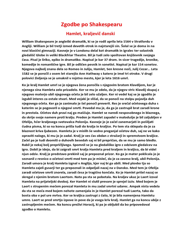 Zgodbe Po Shakespearu | PDF