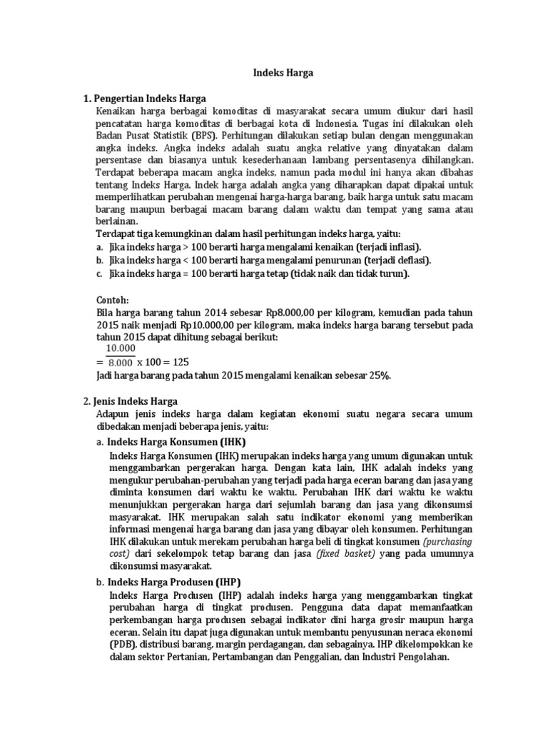 Jenis dan Metode Indeks Harga | PDF