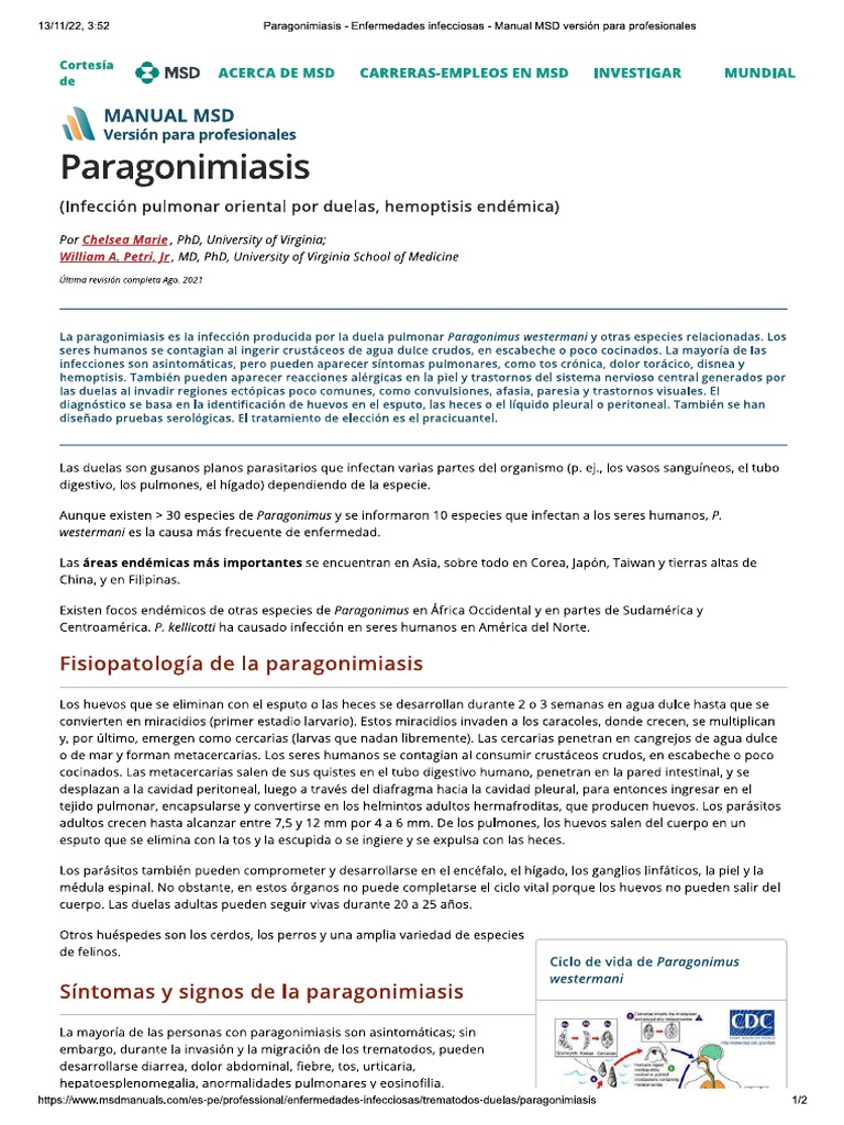 PARAGONIMIASIS | PDF