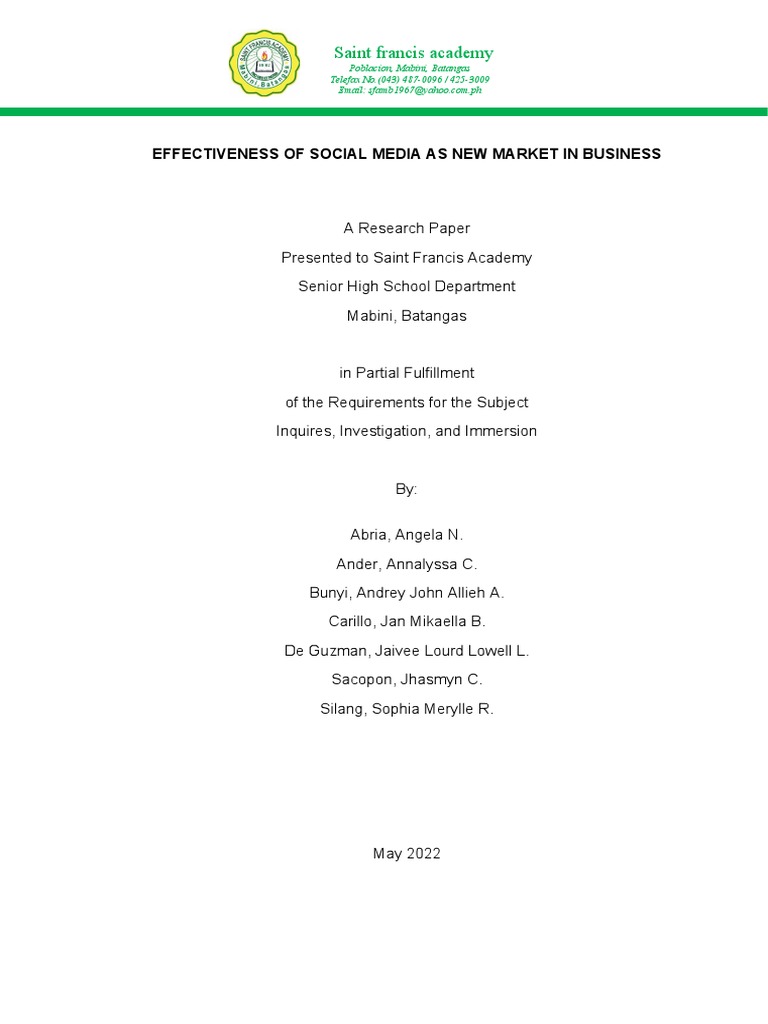 Abm Chapter Iii Group 6 | PDF | Survey Methodology | Social Media