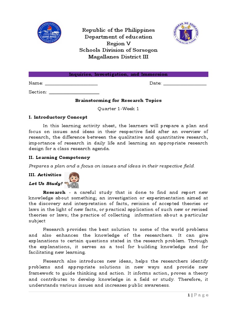 3Is-LEARNING ACTIVITY SHEET 1 | Download Free PDF | Survey Methodology ...