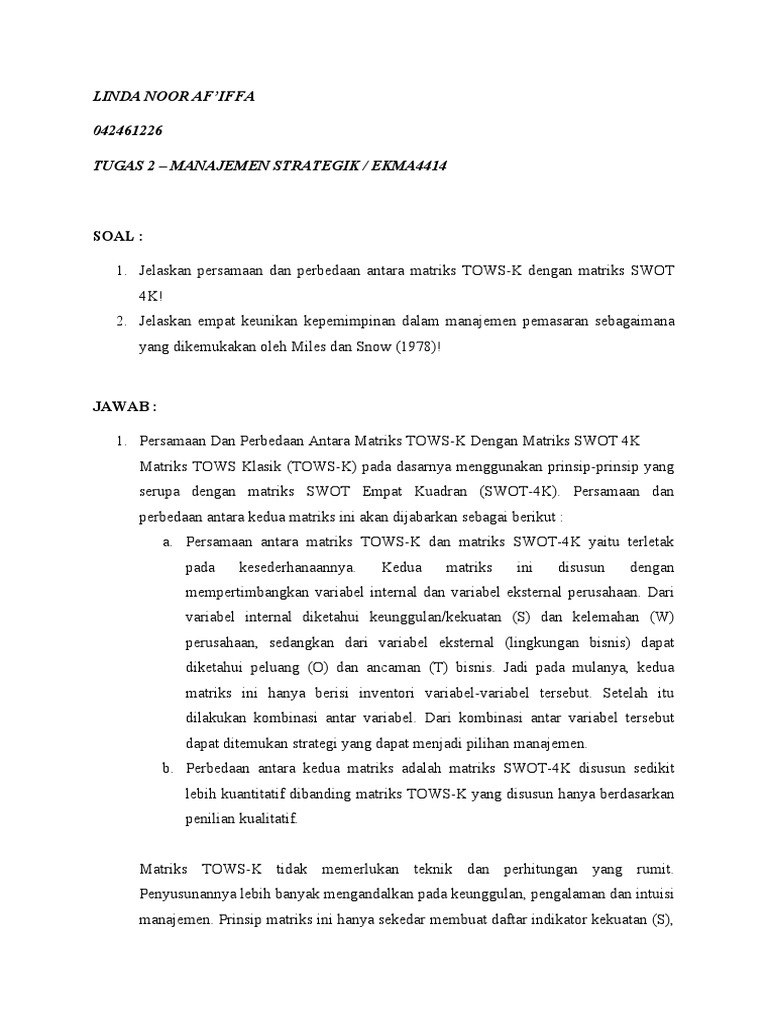 Tgs 2 - Manajemen Strategik | PDF