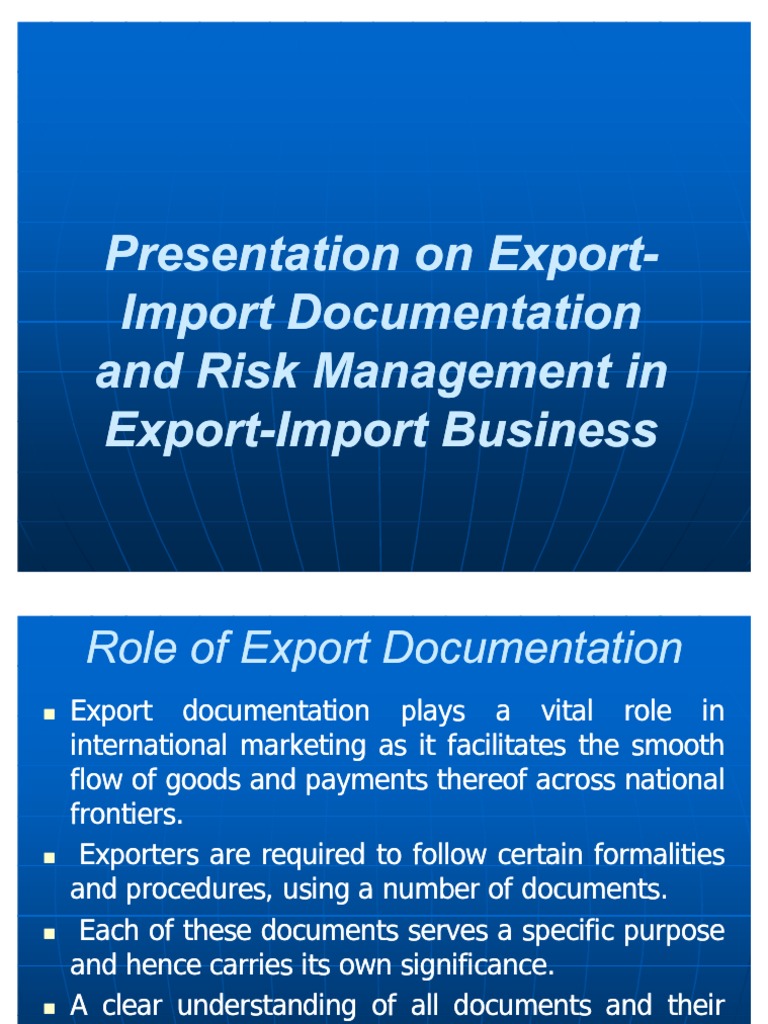 Export-Import Documentation and Risk Management in Export-Import ...