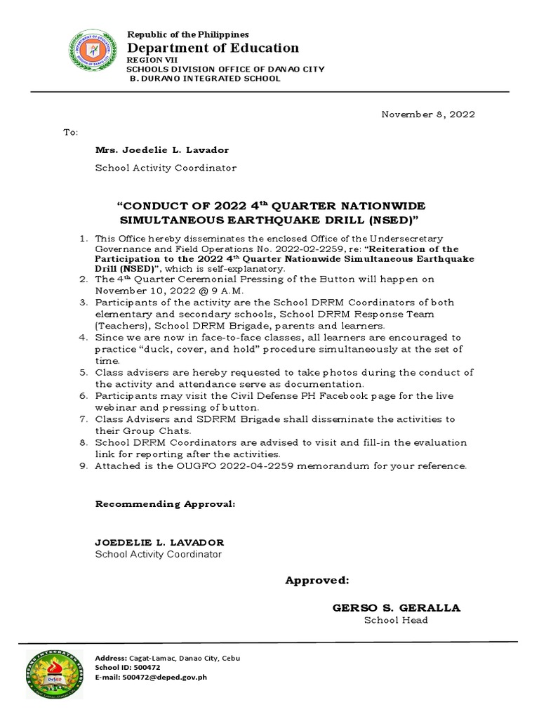 2022 4th Quarter NSED Guidelines | PDF | Wellness