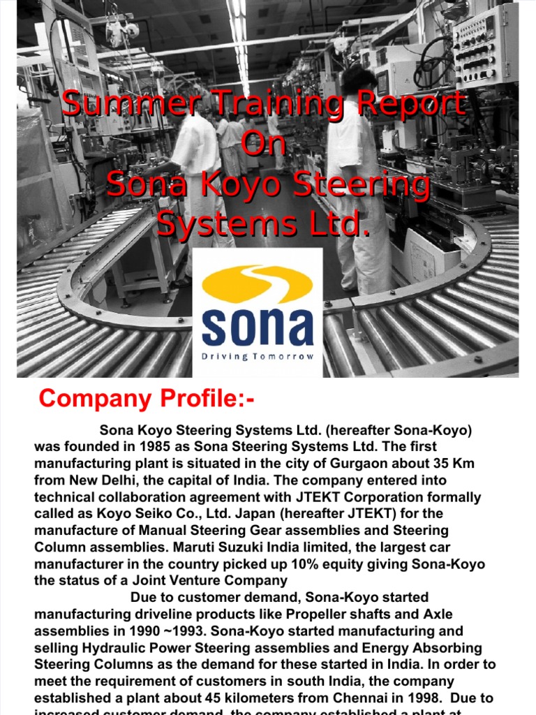Sona Koyo Training Report 2 | PDF | Manual Transmission | Steering