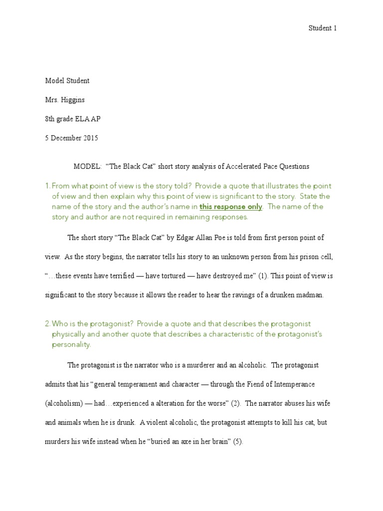 The Black Cat AP Analysis Answers | PDF