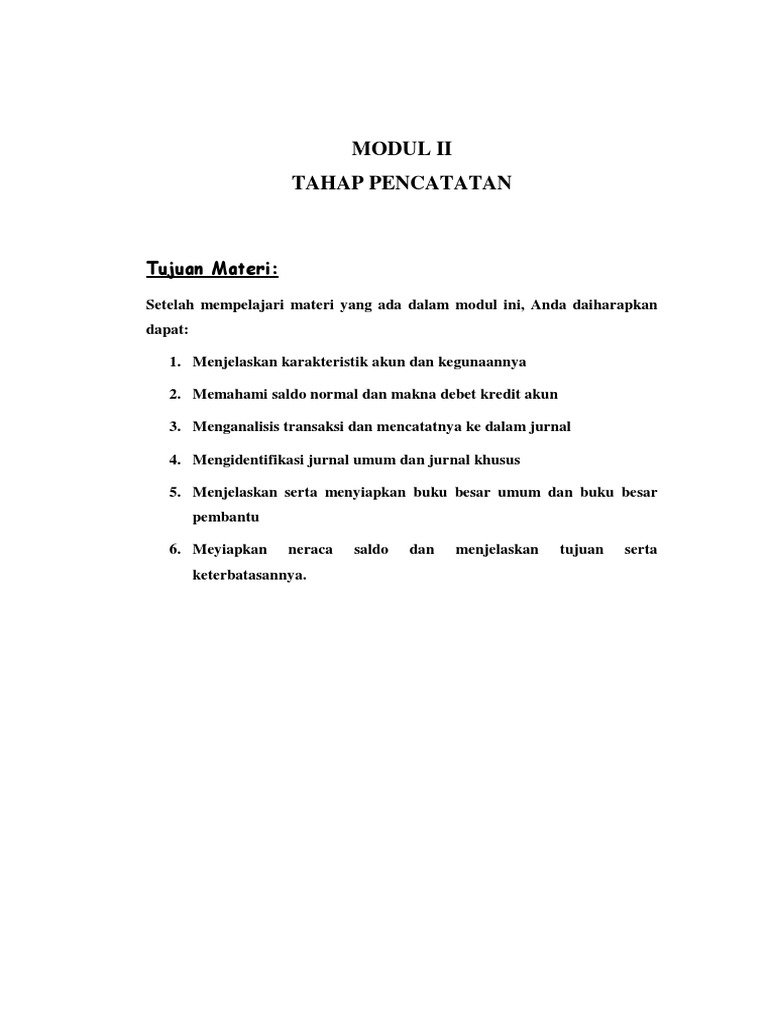 MODUL II TAHAP PENCATATAN | PDF