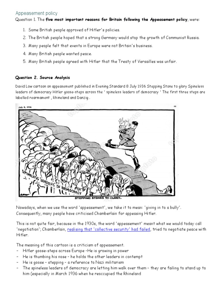 Critique of the Appeasement Policy | PDF | Adolf Hitler | International ...