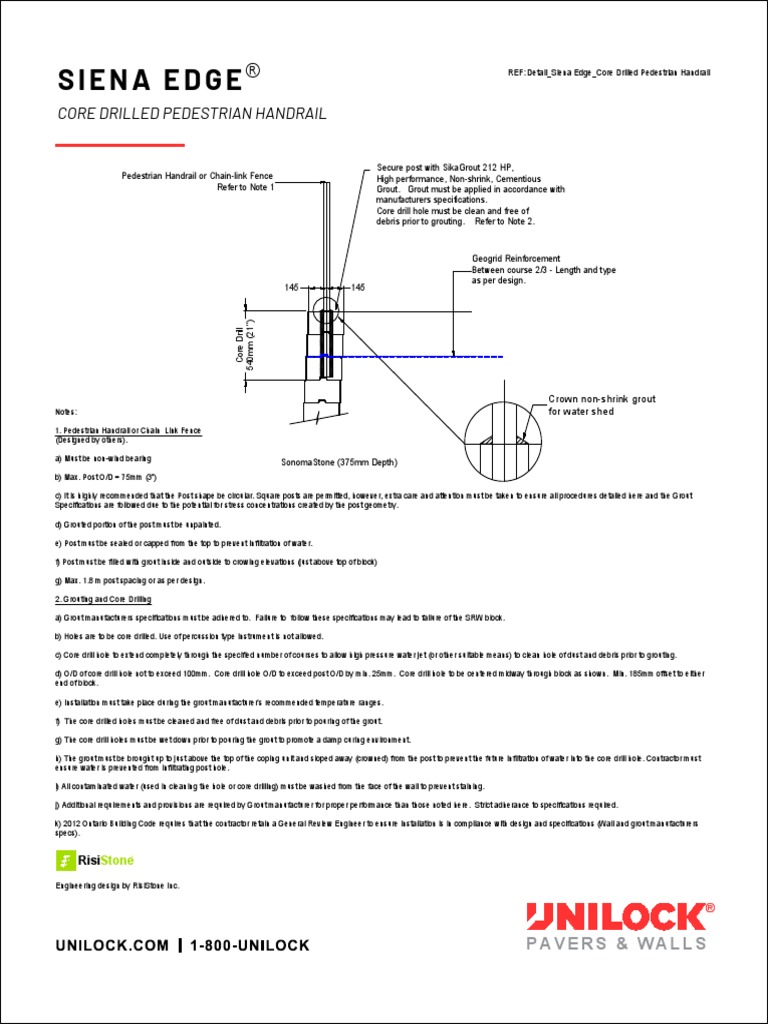 Detail Siena Edge Core Drilled Pedestrian Handrail | PDF | Drilling