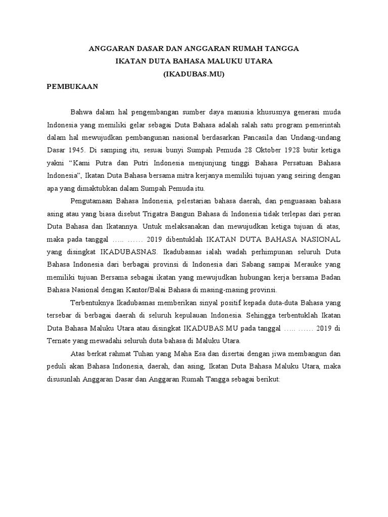 Anggaran Dasar Dan Anggaran Rumah Tangga Pdf 