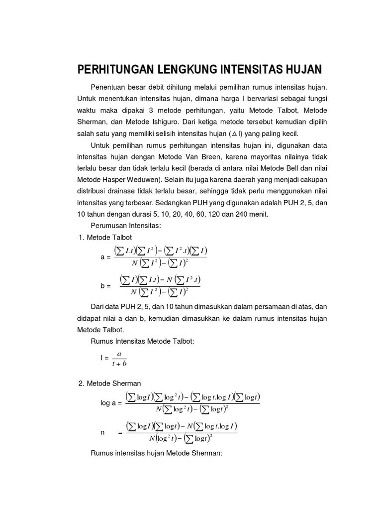 Analisis Intensitas Hujan | PDF