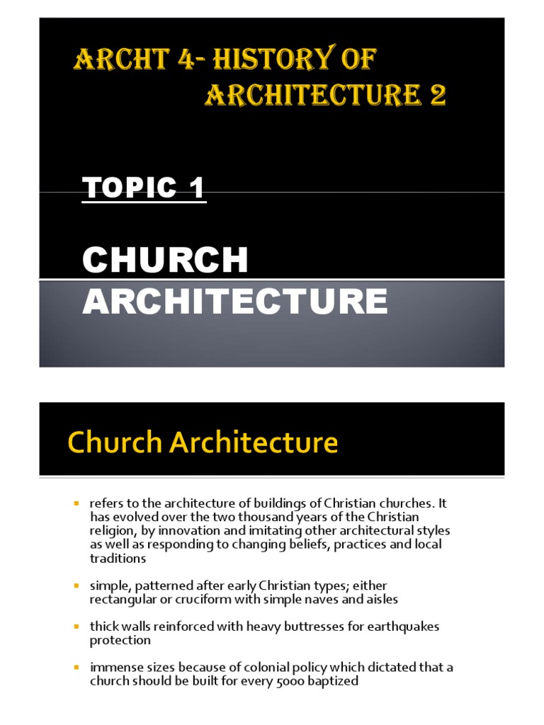 Hoa 2 Topic 1 Church Architecture | PDF | Aisle | Church (Building)