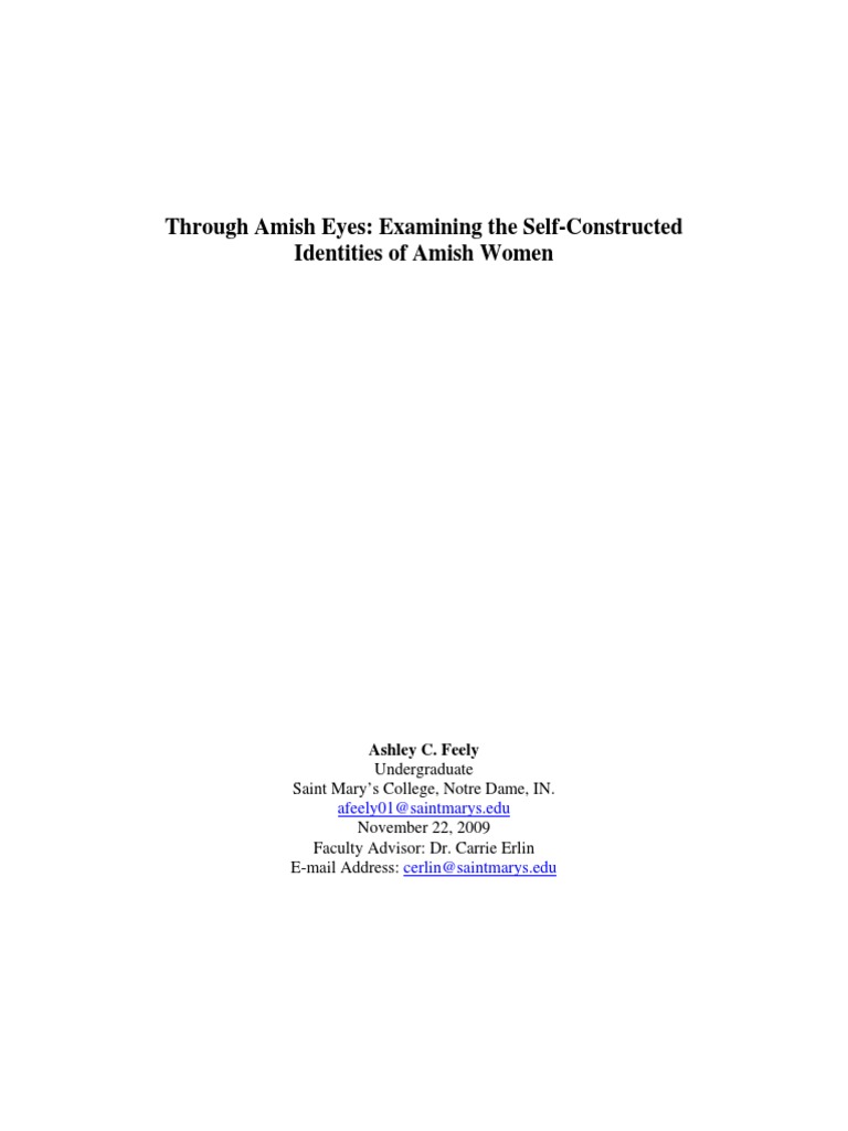 Through Amish Eyes - Examining The Self Constructed Identities of Amish ...