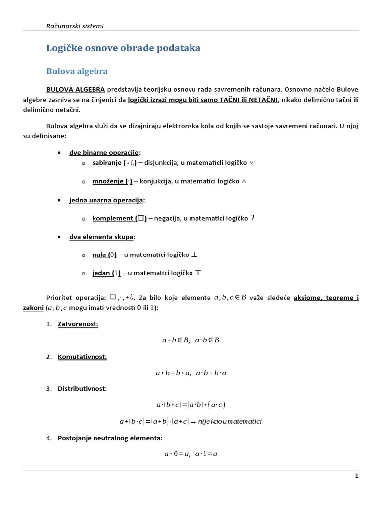 Logicke Osnove Obrade Podataka | PDF