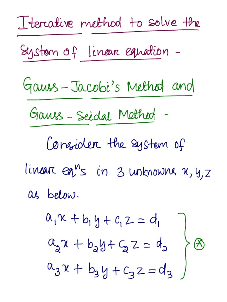 Gauss Jacobi and Gauss Seidal | PDF | Analysis | Mathematical Concepts
