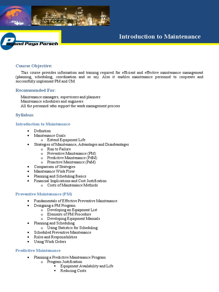 Introduction To Maintenance - Eng | PDF | Business Process ...