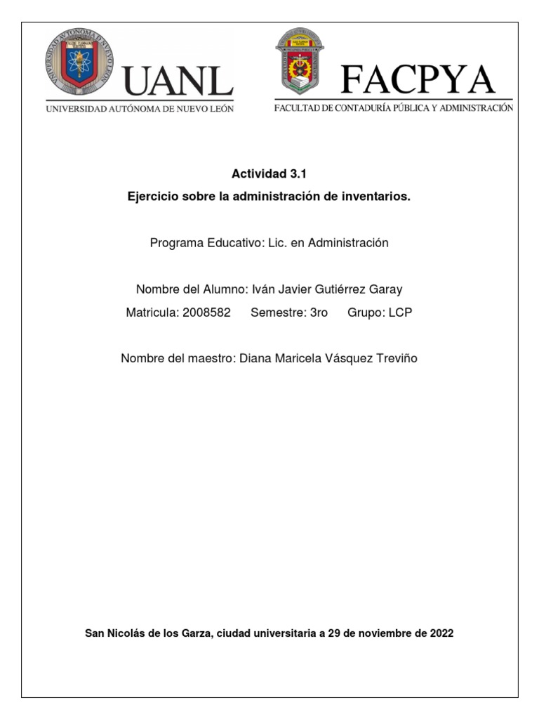 IJGG Act3.1 IADO | PDF | Inventario | Economias