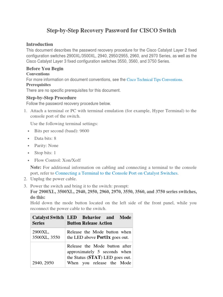 Step By Step Recovery Password For Cisco Switch Pdf Booting File System