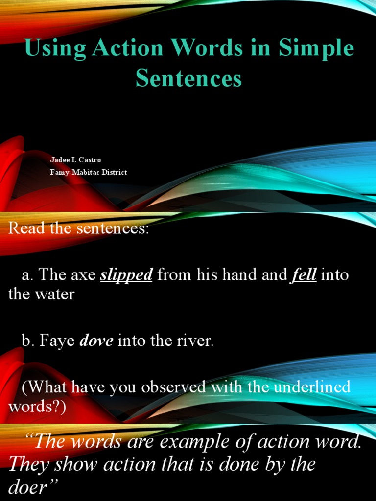Action Words in Simple Sentences | PDF