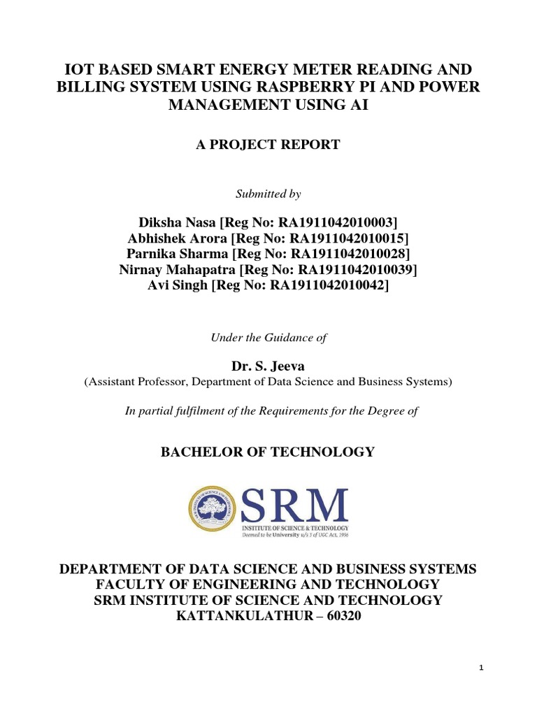 IOT Proj - Report 1 | PDF | Internet Of Things | Smart Grid