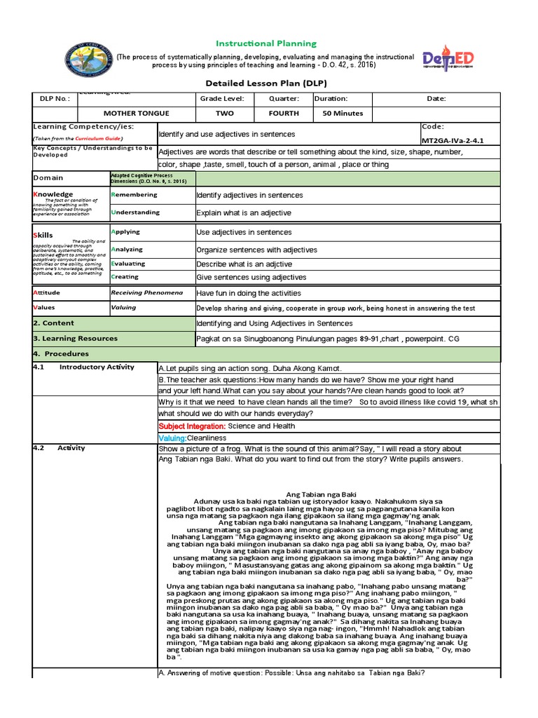 Q4 MTB2-MLE GRADE 2 Identify and Use Adjectives in Sentences | PDF