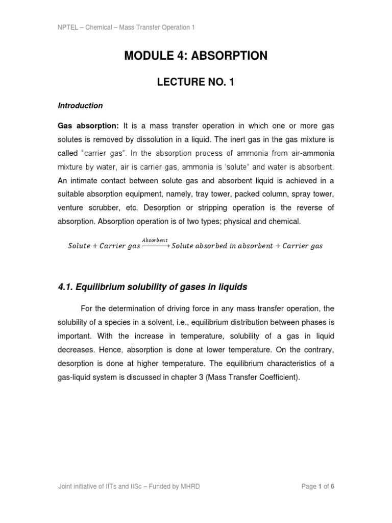Absorption | Download Free PDF | Solubility | Absorption (Chemistry)