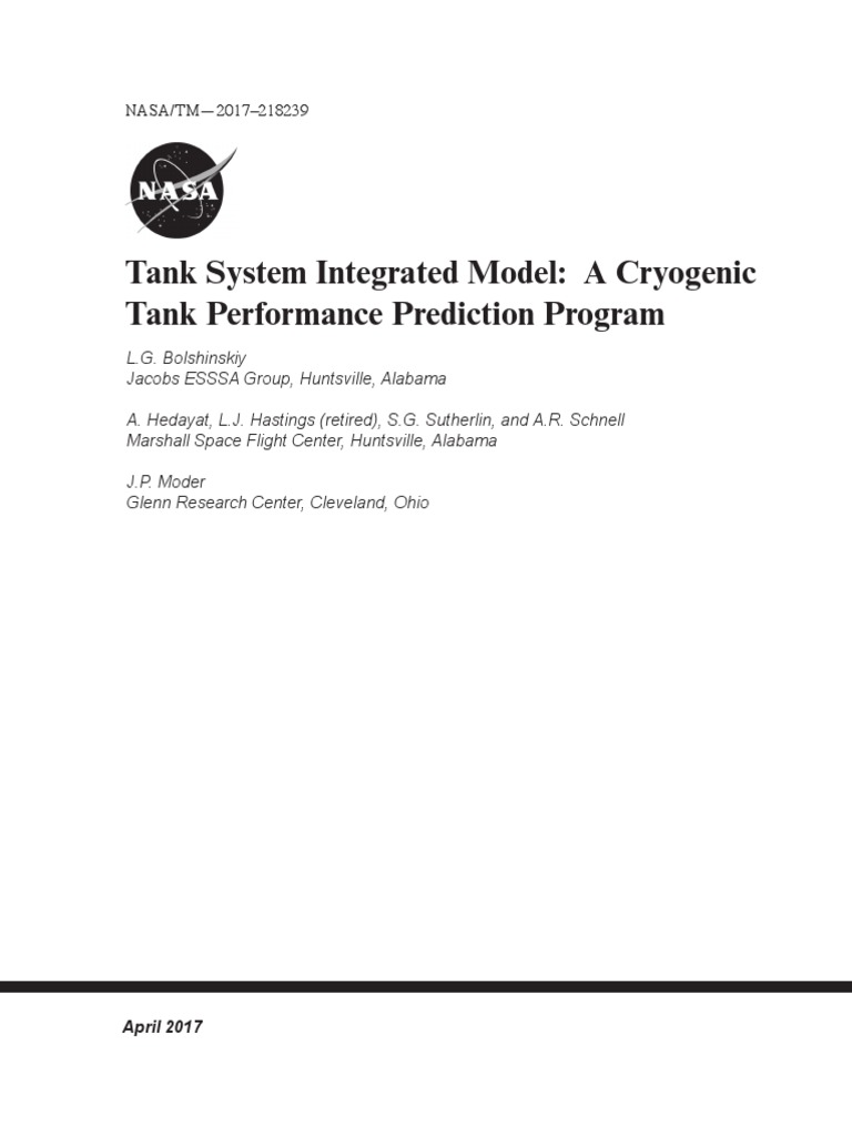 Tank System Integrated Model: A Cryogenic Tank Performance Prediction ...