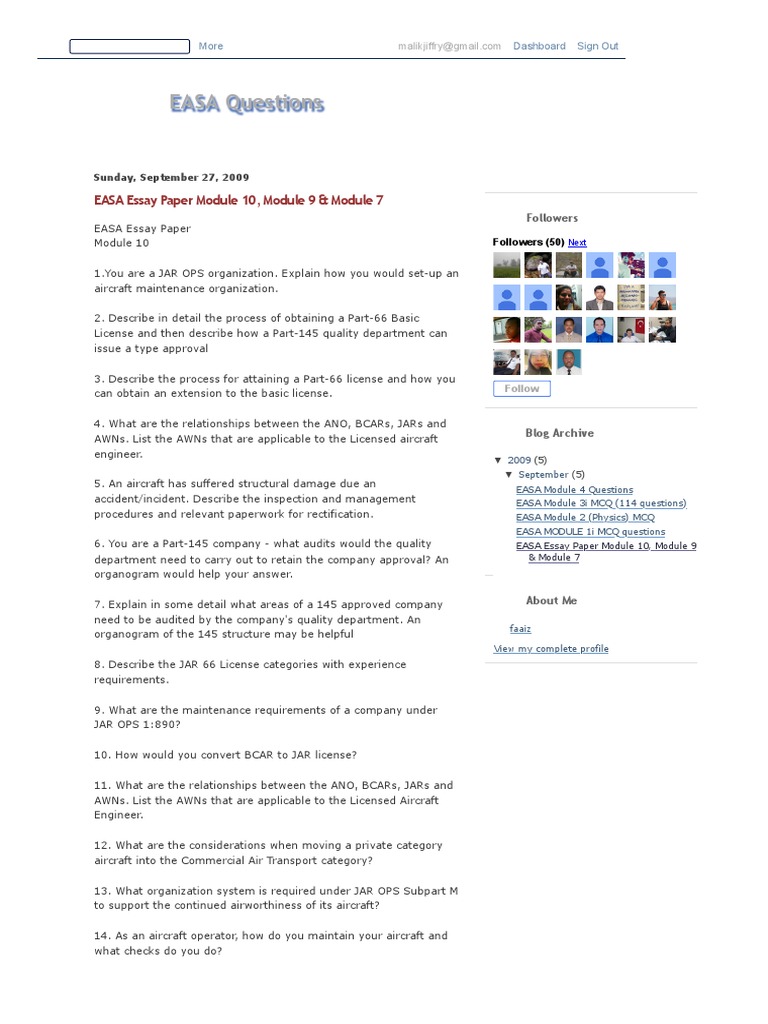 EASA Questions - EASA Essay Paper Module 10, Module 9 & Module 7 | PDF ...