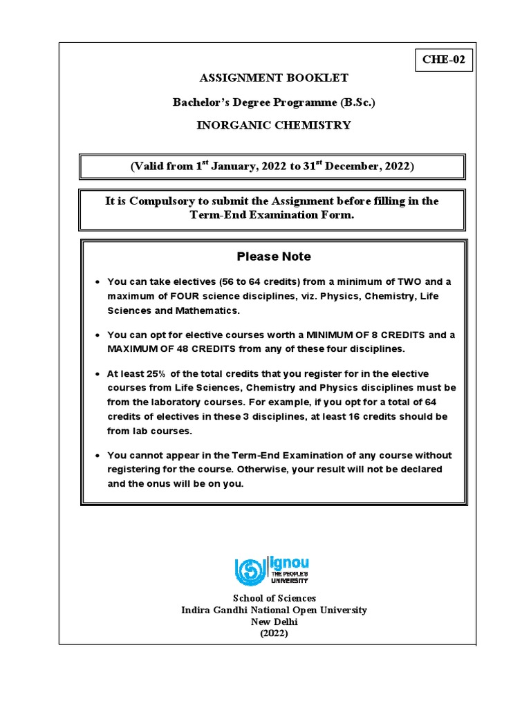 Inorganic Chemistry Elective Course Assignment: Comprehensive Questions on Periodic Properties ...