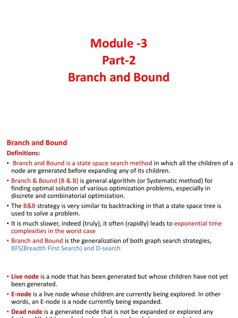 Branch and Bound Search Methods Explained | PDF | Computer Programming | Combinatorics