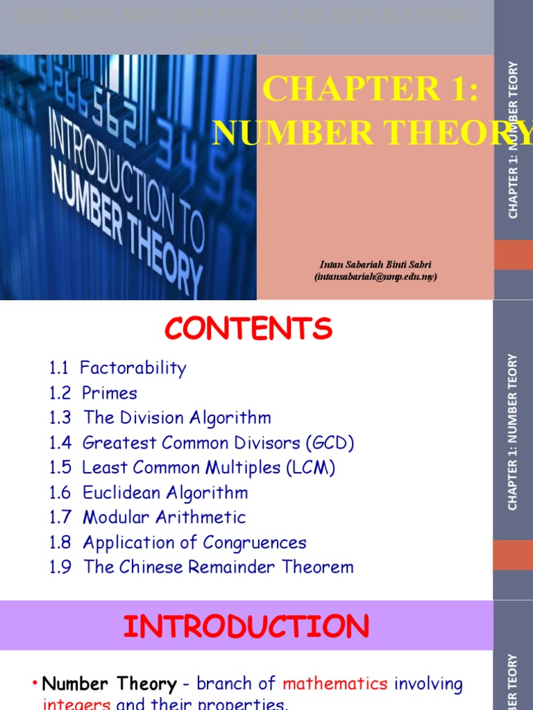 Chapter 1 Number Theory - Kalam | PDF | Division (Mathematics) | Prime Number