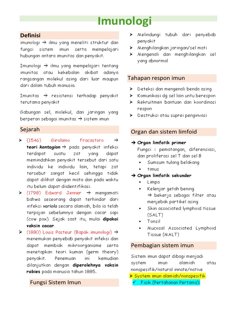 Kumpulan Materi Uts Imunologi | PDF