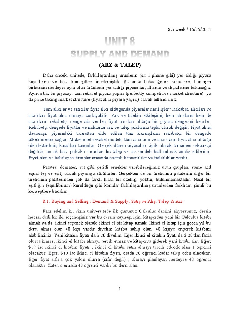 Econ 100 8. Week | PDF