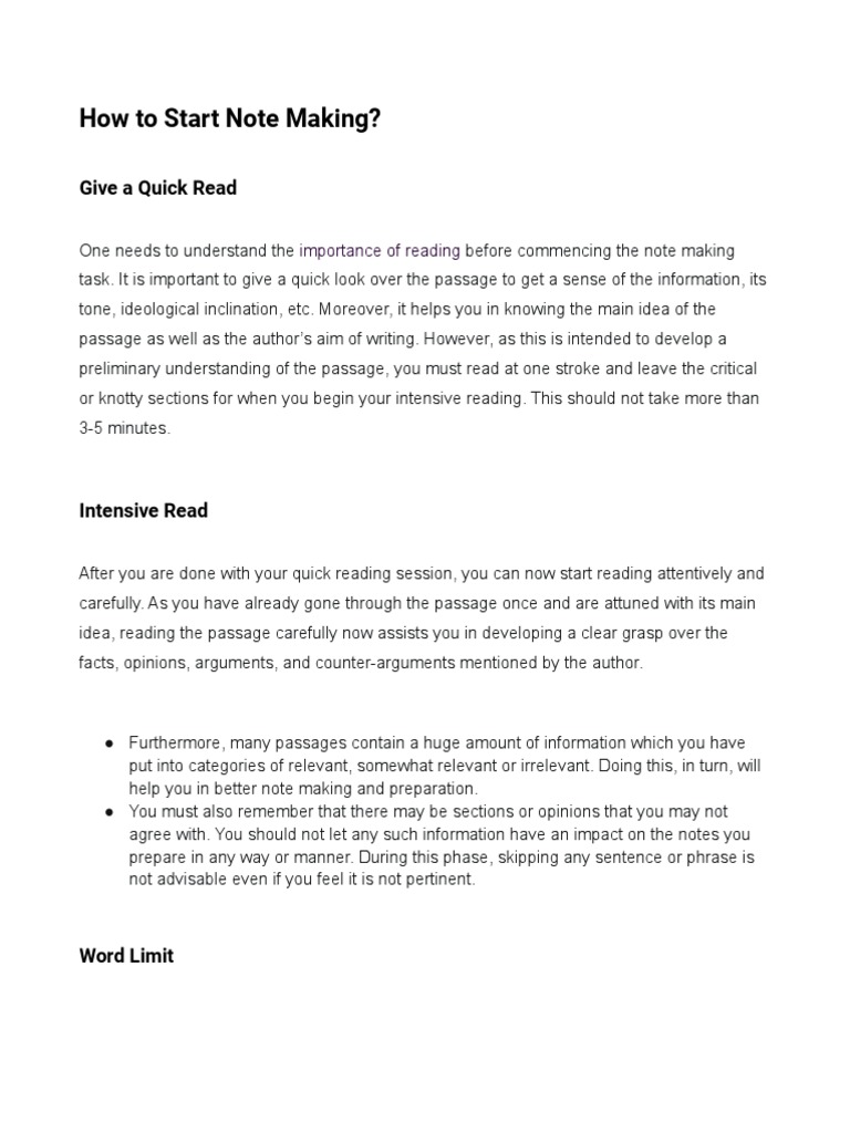 Note Making PDF | PDF | Information | Cognition