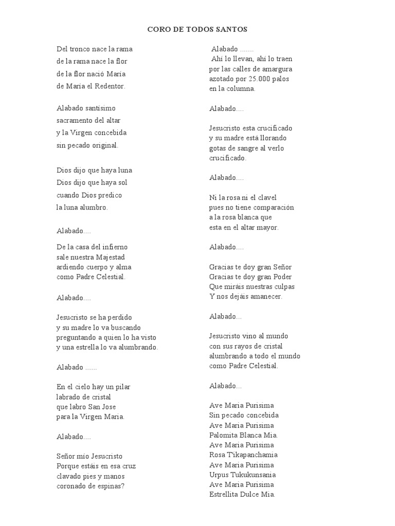 Coro de Todos Santos | Descargar gratis PDF | María, madre de Jesús