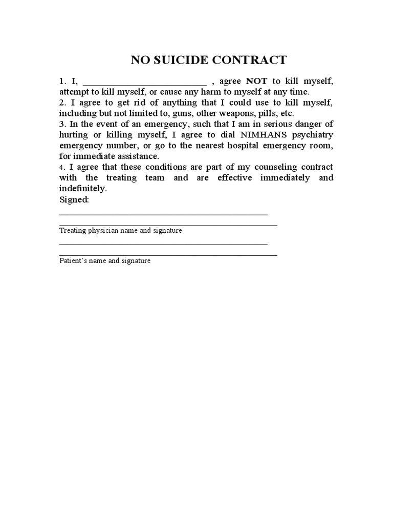 Anti Suicide Contract | PDF